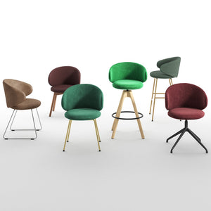 Belle Bar Stool w/ Arms - Swivel Wood Frame - Upholstered – Design Public